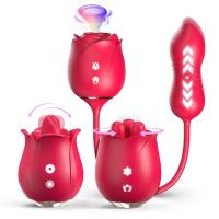 China 2 in 1 Rose Vibrator with Clitoral Suction and Tongue Licking for Women 10 Speed for sale