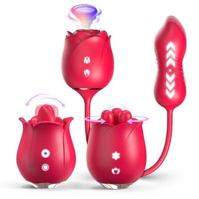 China 2 in 1 Rose Vibrator with Clitoral Suction and Tongue Licking for Women 10 Speed for sale