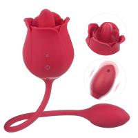 China 2 in 1 Rose Vibrator with Clitoral Suction and Tongue Licking for Women 10 Speed for sale