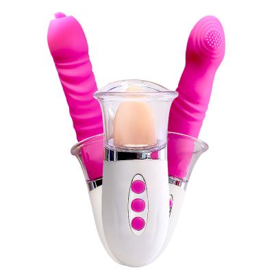 China 3 in 1 Tongue Licking G Spot Vibrator with Clitoral Stimulator 10 Modes USB Rechargeable Silicone Sex Toy for sale