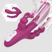 China 3 in 1 Rabbit Vibrator Clitoris Stimulator G Spot Anal Vibrator Silicone 9 Modes IPX7 for sale