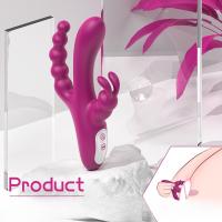 China 3 in 1 Rabbit Vibrator Clitoris Stimulator G Spot Anal Vibrator Silicone 9 Modes IPX7 for sale