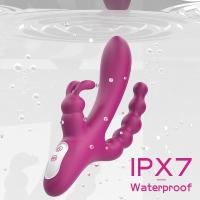 China 3 in 1 Rabbit Vibrator Clitoris Stimulator G Spot Anal Vibrator Silicone 9 Modes IPX7 for sale