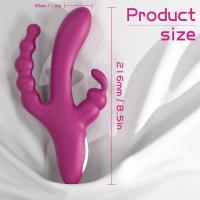 China 3 in 1 Rabbit Vibrator Clitoris Stimulator G Spot Anal Vibrator Silicone 9 Modes IPX7 for sale