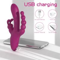 China 3 in 1 Rabbit Vibrator Clitoris Stimulator G Spot Anal Vibrator Silicone 9 Modes IPX7 for sale