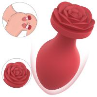 China Silicone Rose Anal Massager Butt Plug Set Black Waterproof IPX7 3 Sizes for sale
