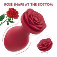 China Silicone Rose Anal Massager Butt Plug Set Black Waterproof IPX7 3 Sizes for sale