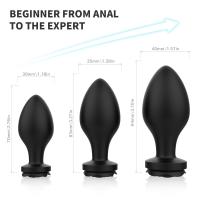 China Silicone Rose Anal Massager Butt Plug Set Black Waterproof IPX7 3 Sizes for sale