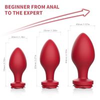 China Silicone Rose Anal Massager Butt Plug Set Black Waterproof IPX7 3 Sizes for sale