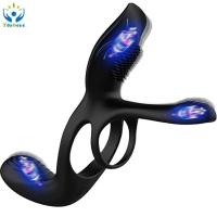 China Wholesale Couple Sex Toys Penis Ring Prostate Massager Vibrator 10 Speeds Medical Silicone 110mm for sale