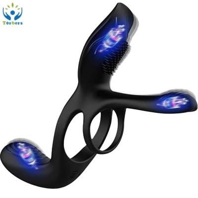 China Wholesale Couple Sex Toys Penis Ring Prostate Massager Vibrator 10 Speeds Medical Silicone 110mm for sale