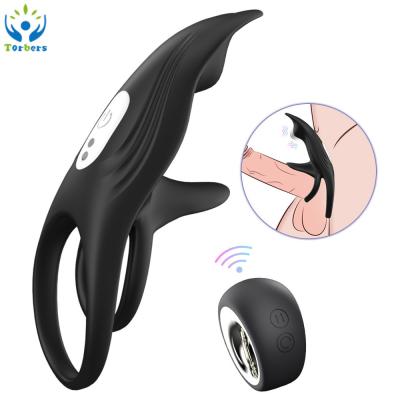 China Reusable Silicone Cock Ring for Men 2 Motors 12 Vibration Modes USB Magnetic Charging Wholesale for sale
