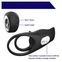 China Reusable Silicone Cock Ring for Men 2 Motors 12 Vibration Modes USB Magnetic Charging Wholesale for sale