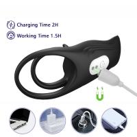 China Reusable Silicone Cock Ring for Men 2 Motors 12 Vibration Modes USB Magnetic Charging Wholesale for sale