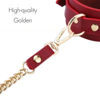 China Real Leather Bondage Kit 5pcs with Handcuffs Ankle Cuffs Collar Leash Bag 800g for sale