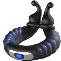 China Wholesale Silicone Remote Control Vibrating Cock Ring for Couples Black Adult Sex Toy for sale