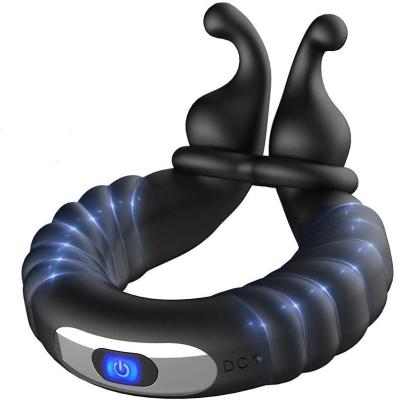 China Wholesale Silicone Remote Control Vibrating Cock Ring for Couples Black Adult Sex Toy for sale