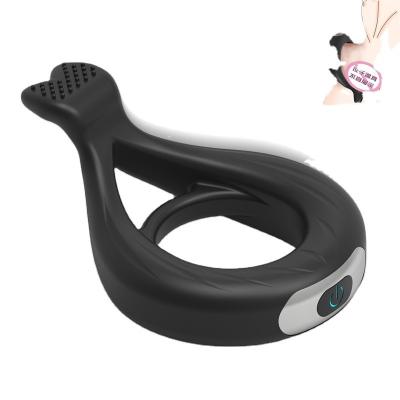 China Fish Tail Silicone Circle Vibrating Ring for Men Couples Cock Rings Penis Sex Toys Male for sale