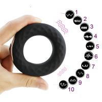 China USB Rechargeable Silicone Cock Ring 10 Speeds Male Delay Ejaculation Device for sale