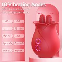 China Soft Medical Silicone Rose Vibrator Tongue Licking Mini Clitoral Stimulator 10 Modes 350mAh for sale
