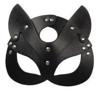 China PU Leather Cat Half Face Fox Animal Mask for SM Bondage Roleplay Party Restraints 90g for sale
