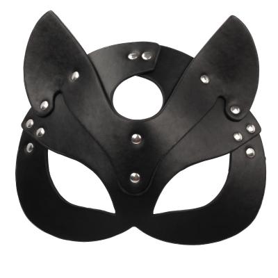 China PU Leather Cat Half Face Fox Animal Mask for SM Bondage Roleplay Party Restraints 90g for sale