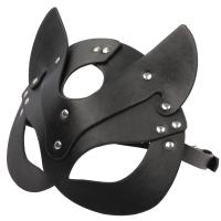 China PU Leather Cat Half Face Fox Animal Mask for SM Bondage Roleplay Party Restraints 90g for sale