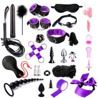 China 28Pcs BDSM Bondage Set PU Leather Fetish Kit Restraints Slave Handcuff Sex Toy for Couples for sale