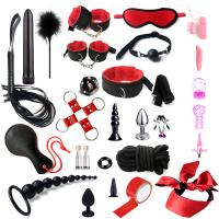 China 28Pcs BDSM Bondage Set PU Leather Fetish Kit Restraints Slave Handcuff Sex Toy for Couples for sale
