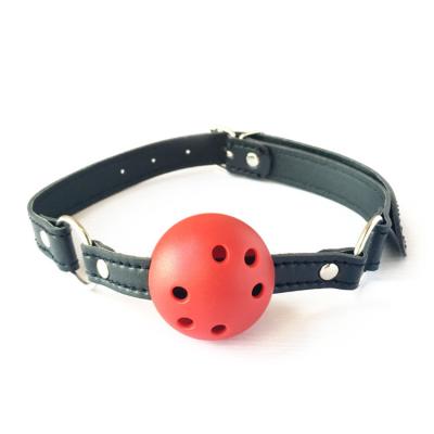 China Adjustable Silicone Ball Gag with PU Strap Open Mouth Restraint for BDSM Adult Game 5cm Ball for sale