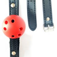 China Adjustable Silicone Ball Gag with PU Strap Open Mouth Restraint for BDSM Adult Game 5cm Ball for sale