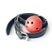 China Adjustable Silicone Ball Gag with PU Strap Open Mouth Restraint for BDSM Adult Game 5cm Ball for sale