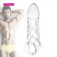 China Transparent TPE Stretchable Spike Crystal Penis Cover with Curve Cavity Delay Design for sale