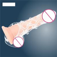 China Transparent TPE Stretchable Spike Crystal Penis Cover with Curve Cavity Delay Design for sale