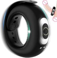 China Black Waterproof Silicone Adjustable Vibrating Penis Ring 10 Modes Delay Ejaculation Sex Toy for sale
