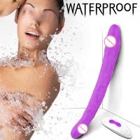 China Remote Control Vibrating Double Dildo Silicone Sex Toy for Women 304mm 9 Modes for sale