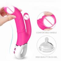 China G Spot Rabbit Vibrator Realistic Silicone Double Dildo 235mm for Women Vagina Anus for sale