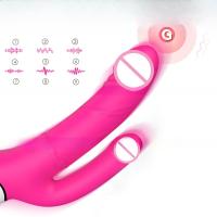 China G Spot Rabbit Vibrator Realistic Silicone Double Dildo 235mm for Women Vagina Anus for sale