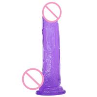 China TPE Transparent Thick Dildo 20cm Extended Anal Penis Adult Sex Toy Colorful Female Masturbation for sale