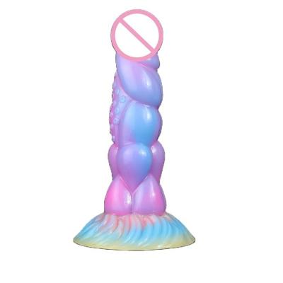 China Glow in the Dark Liquid Silicone Dildo 21.5x4.5cm for Women Masturbation Sex Toy for sale