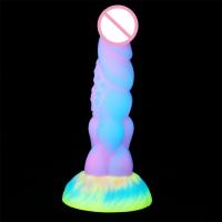 China Glow in the Dark Liquid Silicone Dildo 21.5x4.5cm for Women Masturbation Sex Toy for sale