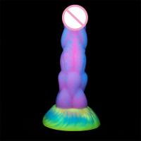 China Glow in the Dark Liquid Silicone Dildo 21.5x4.5cm for Women Masturbation Sex Toy for sale