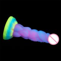 China Glow in the Dark Liquid Silicone Dildo 21.5x4.5cm for Women Masturbation Sex Toy for sale
