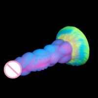 China Glow in the Dark Liquid Silicone Dildo 21.5x4.5cm for Women Masturbation Sex Toy for sale