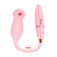 China 2 in 1 Dog Dildo with Sucking Vibrator Clitoris Nipple Sucker Anal Plug USB Rechargeable IP7 Waterproof 385mm for sale
