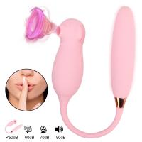 China 2 in 1 Dog Dildo with Sucking Vibrator Clitoris Nipple Sucker Anal Plug USB Rechargeable IP7 Waterproof 385mm for sale