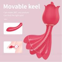 China Torbers Rose Sex Toy Vibrator for Women 9 Modes 187mm G Spot Tongue Licking Dildo for sale