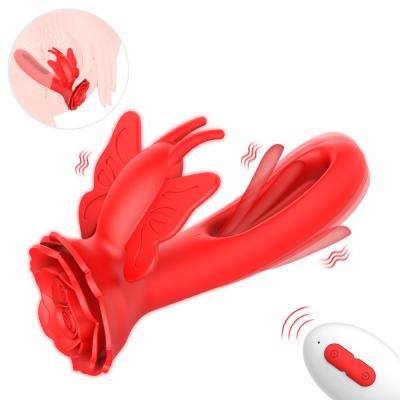 China Rose Licking Tongue Vibrator 9 Frequency G-spot Stimulator Silicone Clitoral Massager 166g for sale