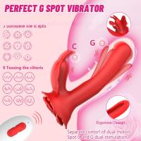 China Rose Licking Tongue Vibrator 9 Frequency G-spot Stimulator Silicone Clitoral Massager 166g for sale