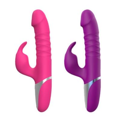 China G Spot Rabbit Vibrator 3.7V 700mAh Telescopic Thrusting Realistic Silicone Dildo for Women for sale